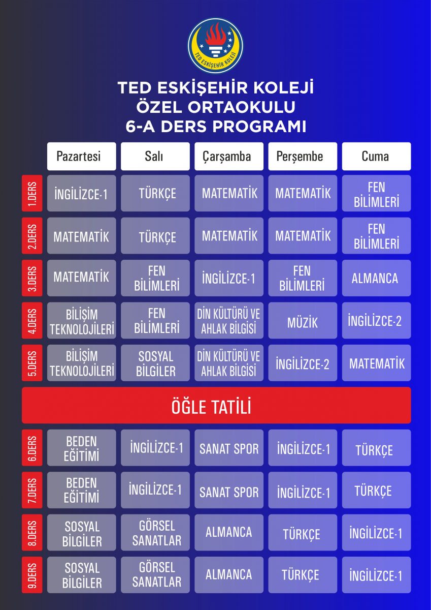 Haftalık Ders Programları – TED ESKİŞEHİR KOLEJİ